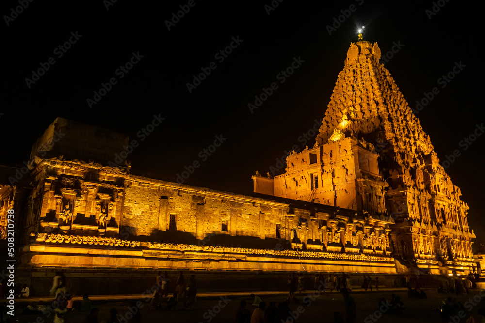 Night Time with Lightning - Tanjore Big Temple or Brihadeshwara Temple ...