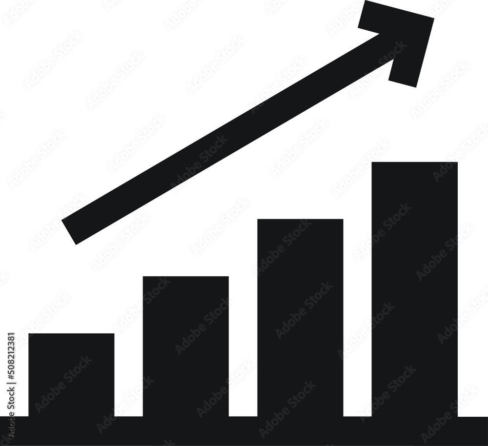Business chart with up trend line graph. Set of growing bar graph icon ...
