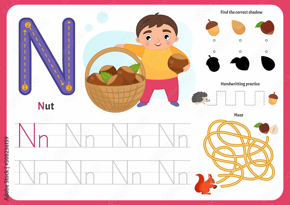 Handwriting practice sheet. Basic writing. Educational game for ...