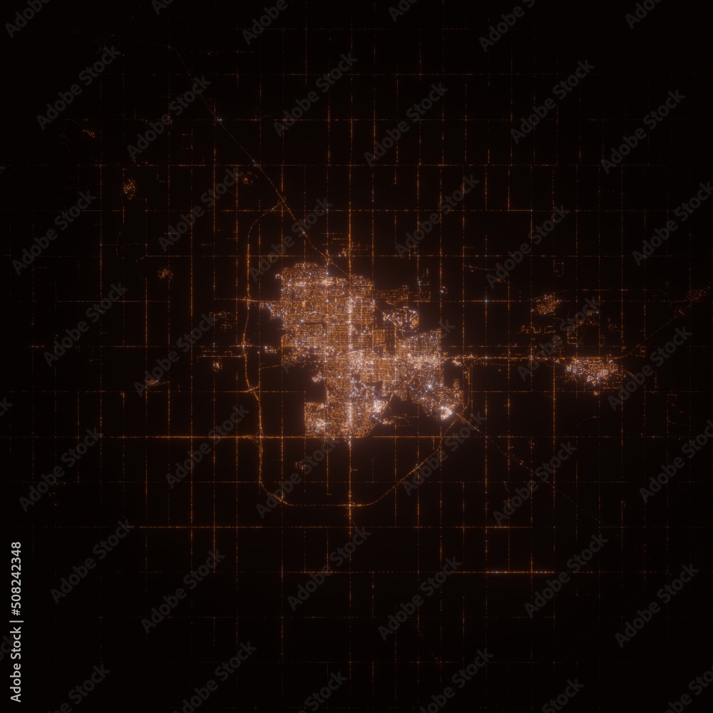 Regina (Canada) street lights map. Satellite view on modern city at ...