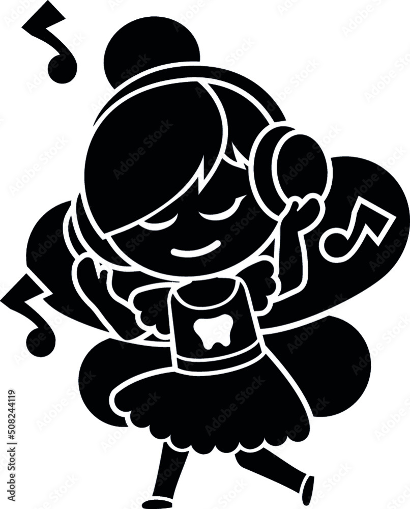 Vector de Stock Cartoon Fairy Listening to Music Dancing Happy Wings ...