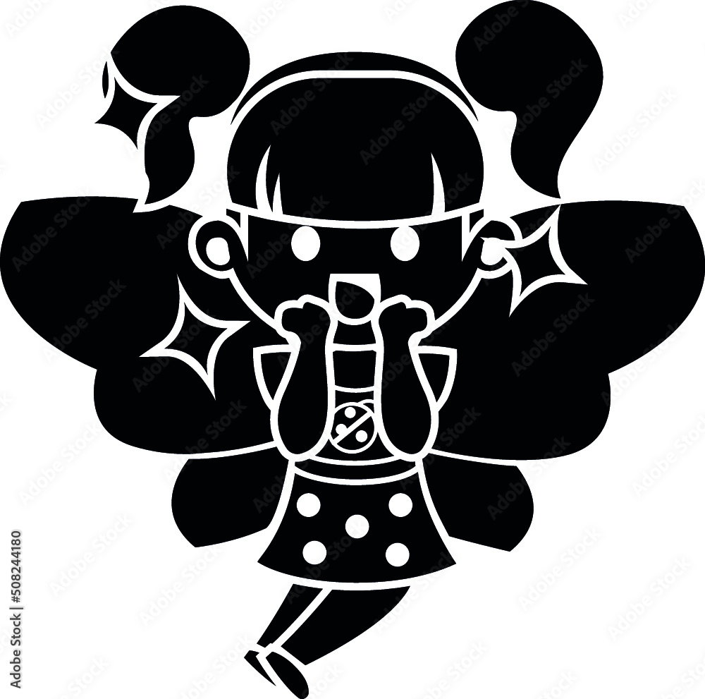 Cartoon Fairy Wings Wand Wing Sprite Pixie Fairies Black and White ...