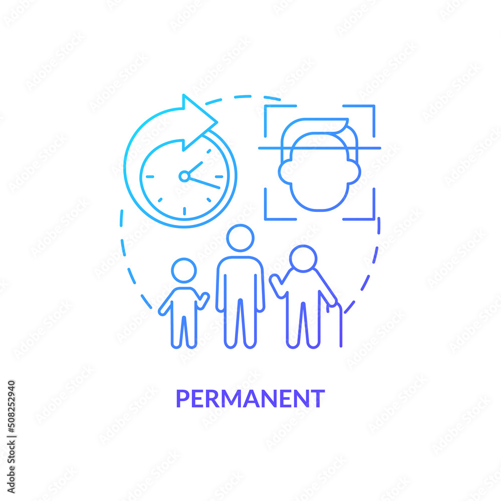 Permanent blue gradient concept icon. Biometric data advantage abstract ...