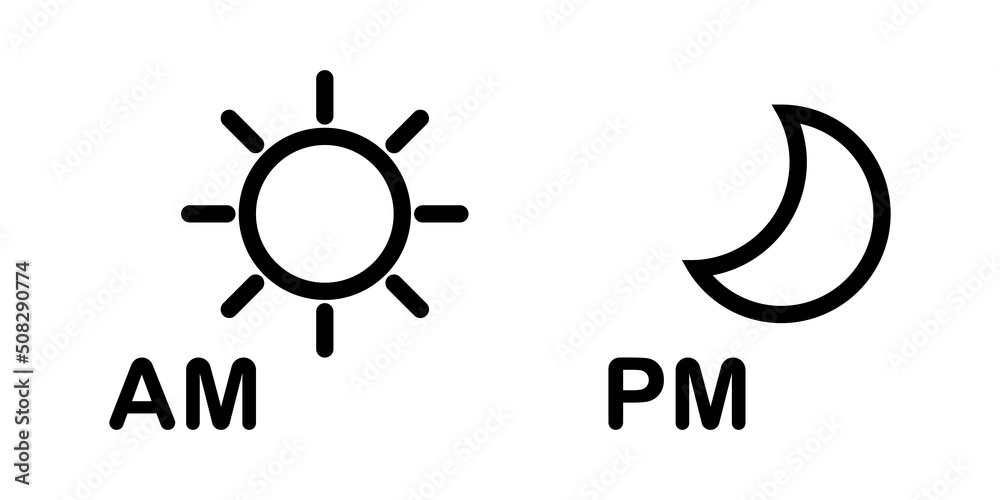 AM and PM icons. sun and moon Stock Vector | Adobe Stock