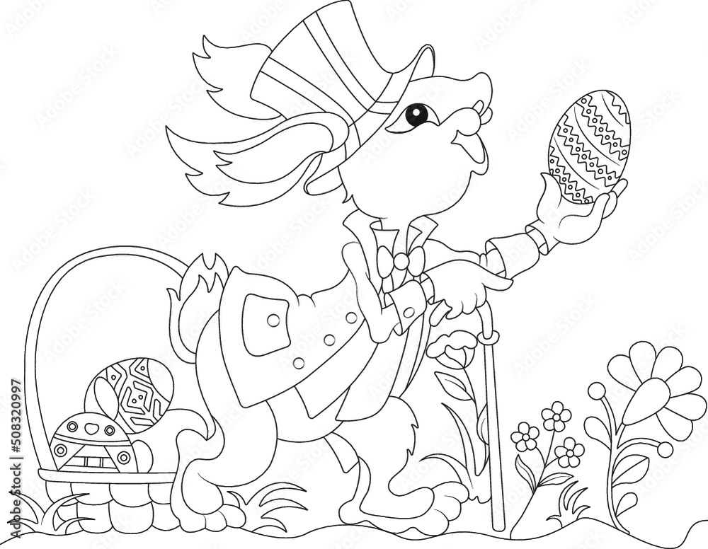Funny easter coloring page for kids Stock Vector | Adobe Stock
