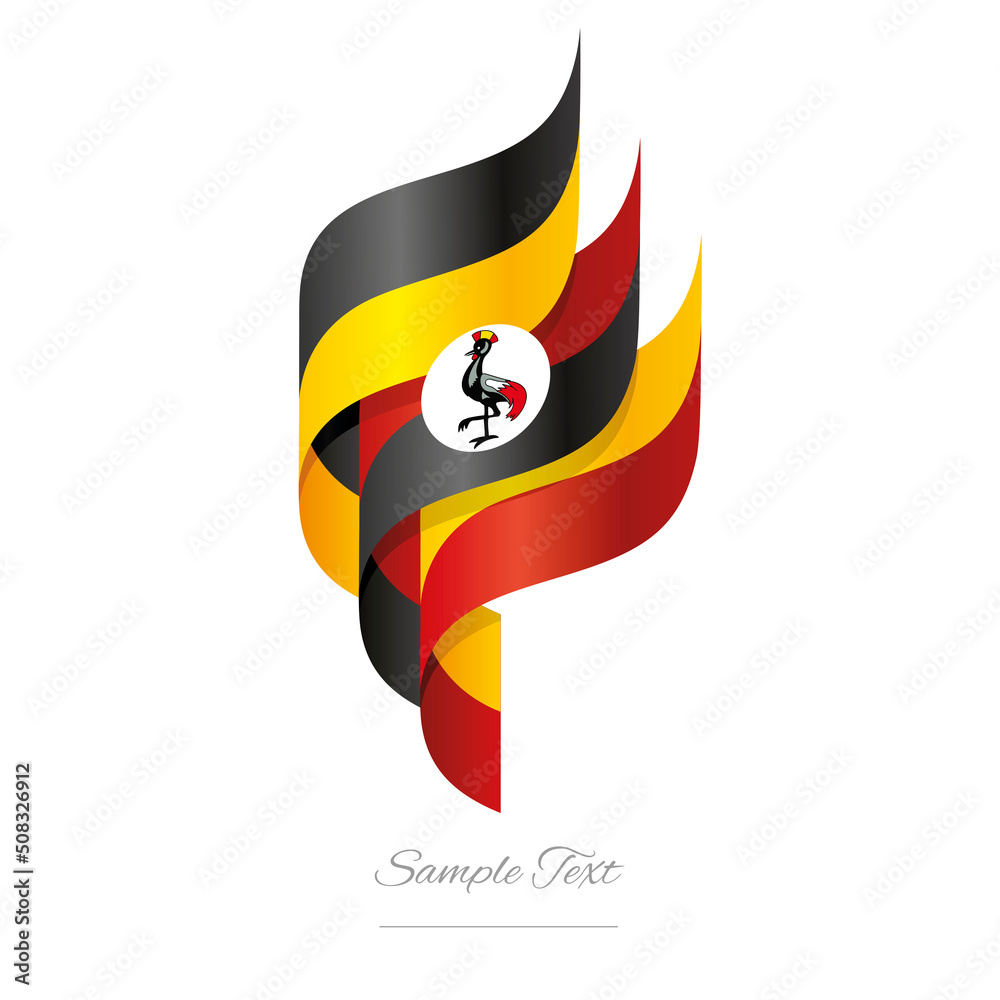 Uganda abstract 3D wavy flag black yellow red modern Ugandan ribbon ...