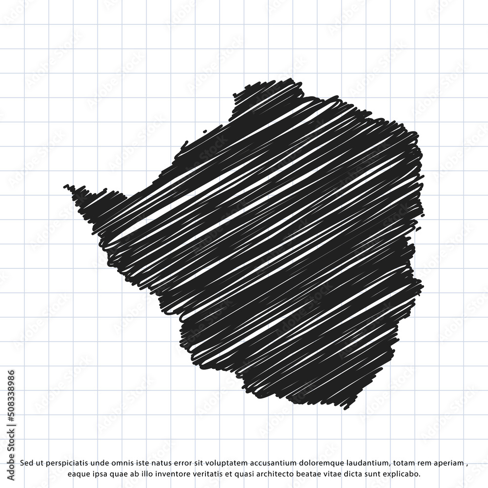 Map of Zimbabwe freehand drawing on a sheet of exercise book. Vector ...
