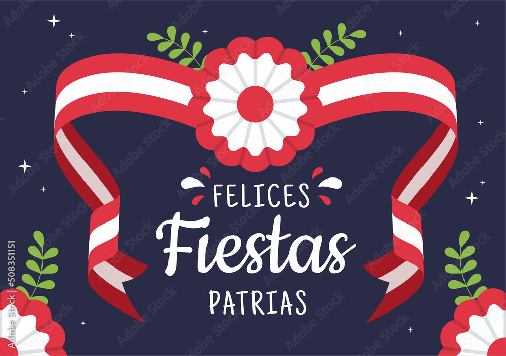 Vetor Felices Fiestas Patrias or Peruvian Independence Day Cartoon ...