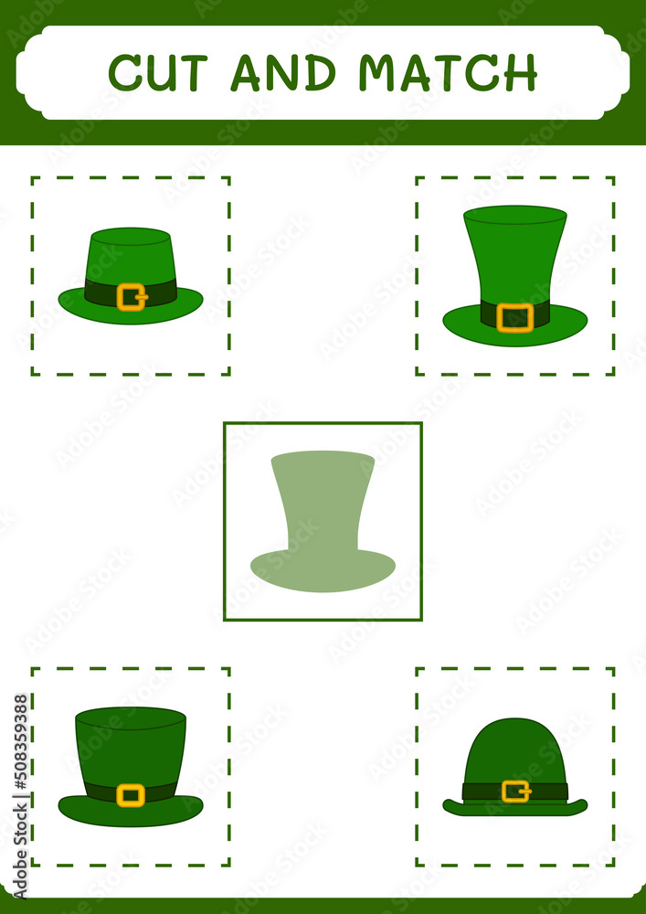 Cut and match parts of St. Patrick's Day hat, game for children. Vector ...