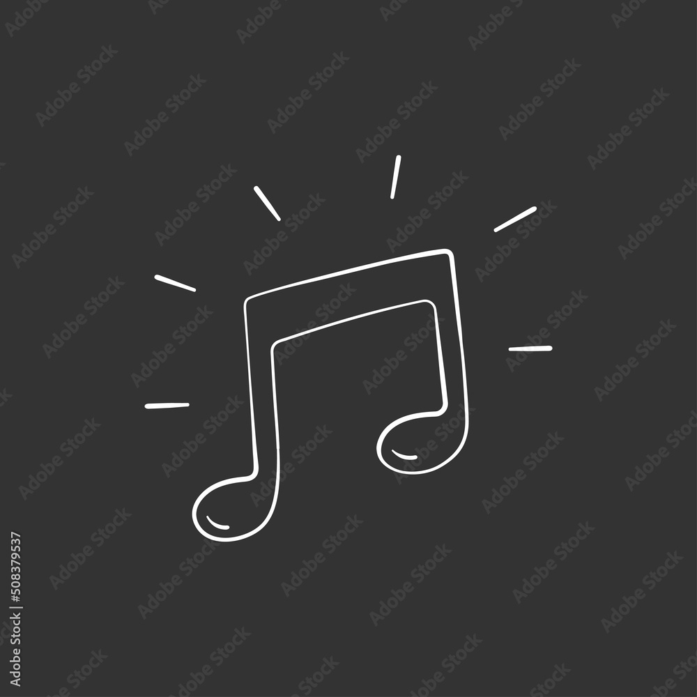 Music note in doodle style, vector illustration. Sound icon for print ...