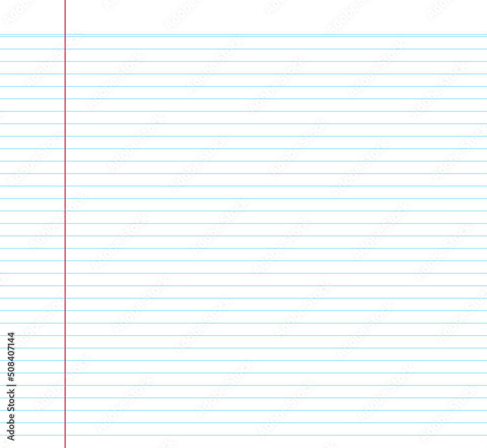 Blank loose leaf notebook paper background. Realistic line paper note ...