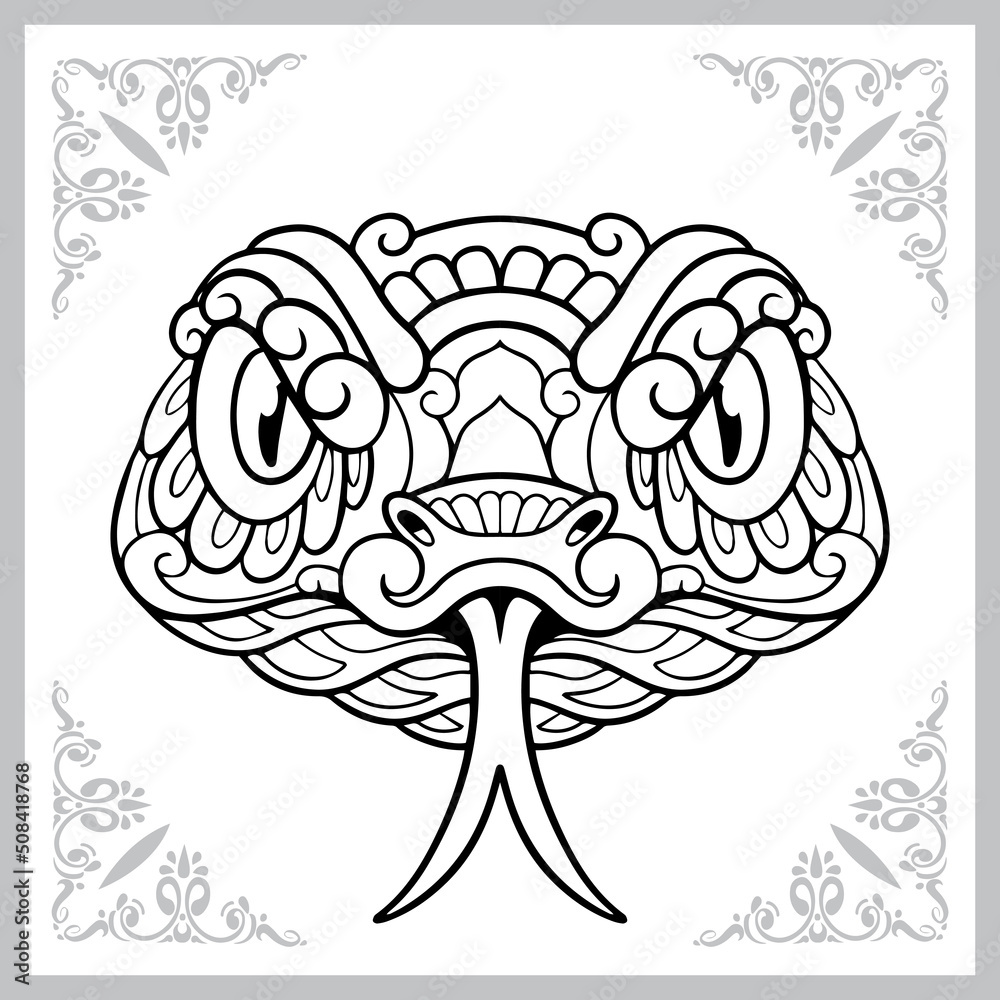 snake head cartoon zentangle arts. isolated on white background. Stock ...