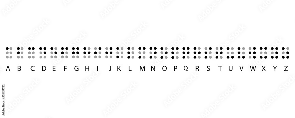 Braille alphabet, abc with letters, punctuation and numbers. Realistic ...