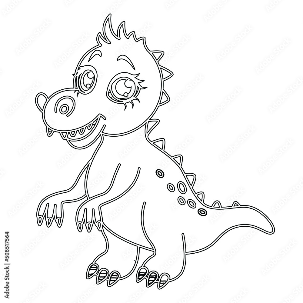 Dinosaur Coloring page For Kids , illustration dinosaur outlined , Cute ...