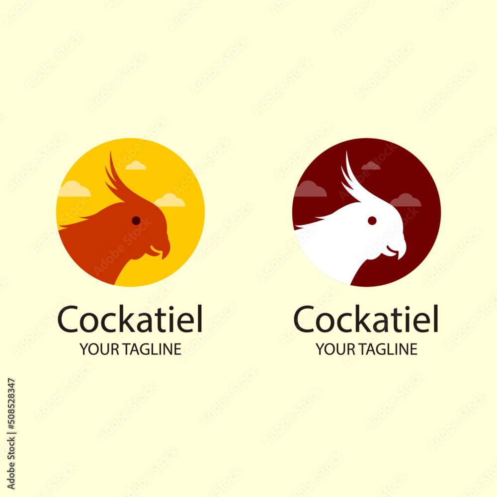 Colorful Creaming Cockatiel Bird Cartoon Vector Iconic Symbol logo ...