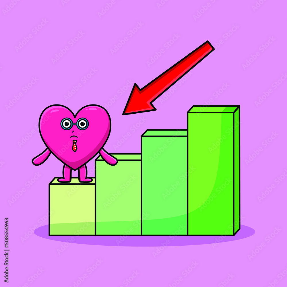 Lovely heart cute businessman mascot character with a inflation chart ...