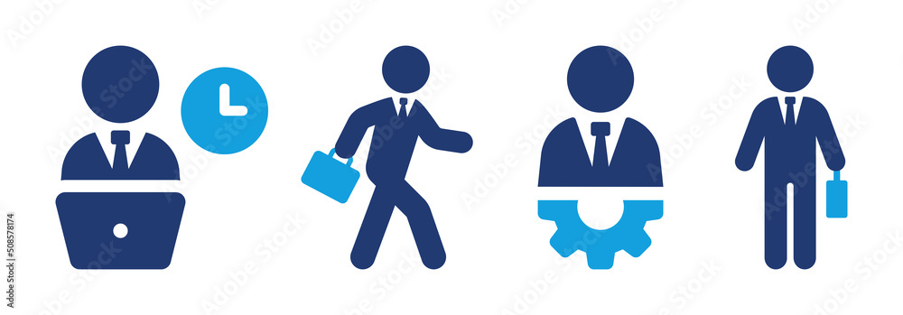 Employee vector icon set. Employment worker occupation business ...
