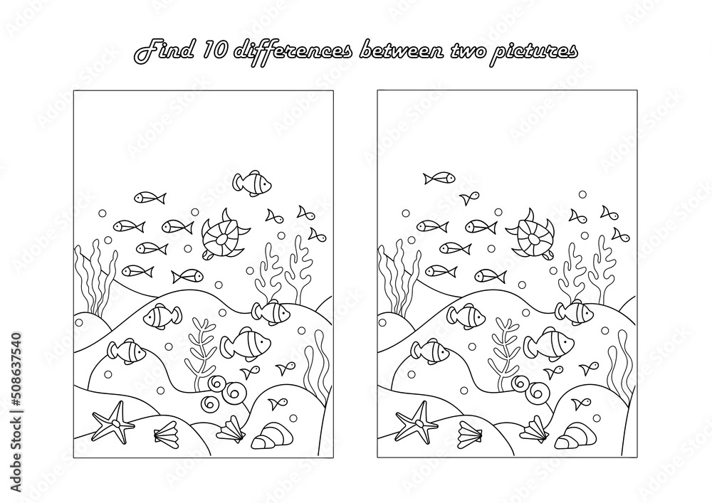 Find 10 differences. Educational game for children. Coloring book page ...