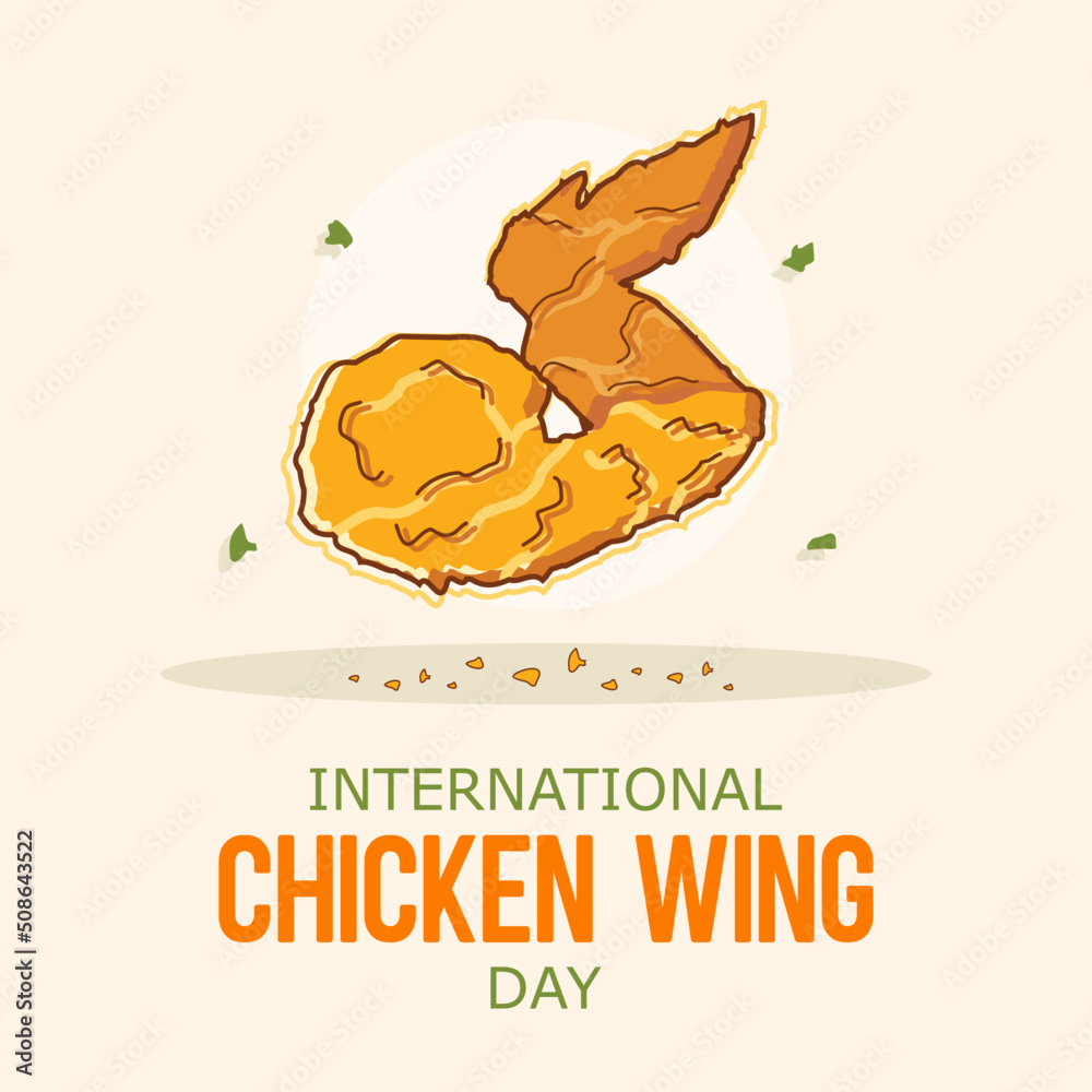 Vetor Fried chicken wing cartoon vector illustration. Flying golden ...