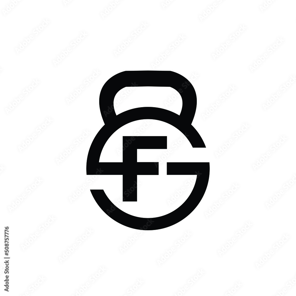Letter F logo with kettlebell | Fitness Gym logo | vector illustration ...
