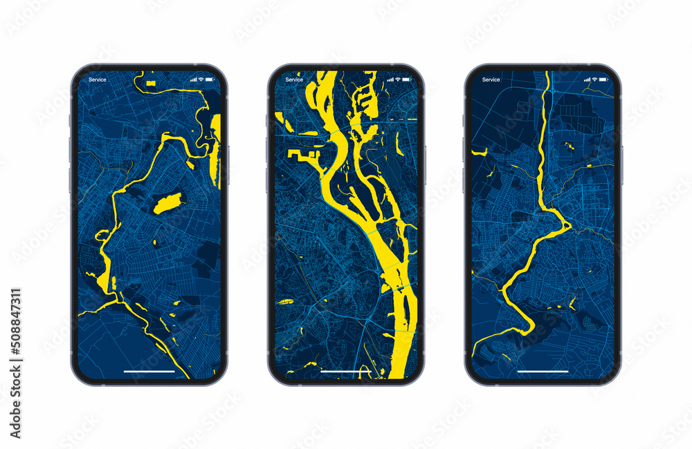Ukraine Kyiv Sumy Vinnytsia City Maps Blue Yellow Wallpaper Set On ...