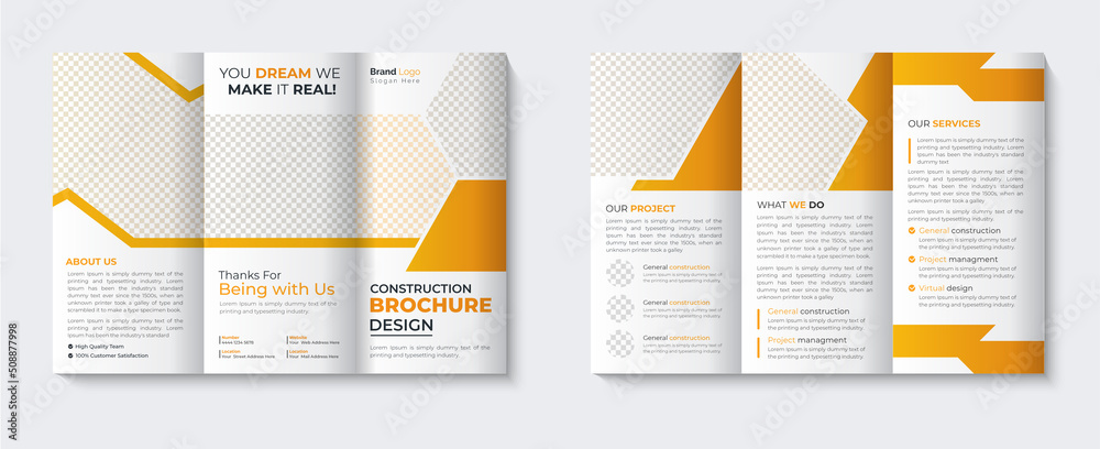 Trifold brochure template layout and leaflet real estate company ...