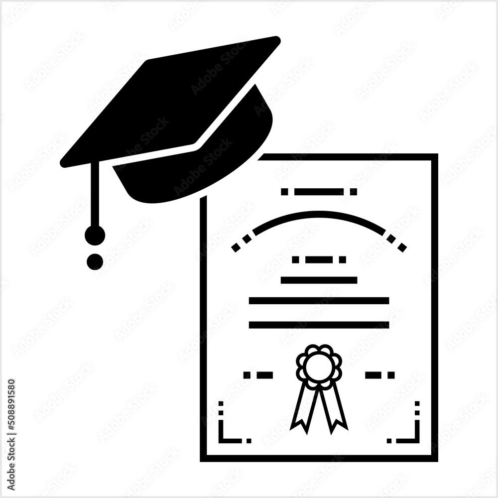 Degree Diploma Icon, Graduation Certificate Icon, Educational ...