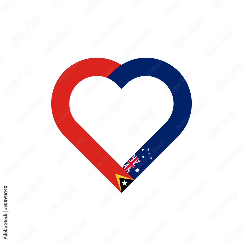 unity concept. heart ribbon icon of east timor and australia flags ...