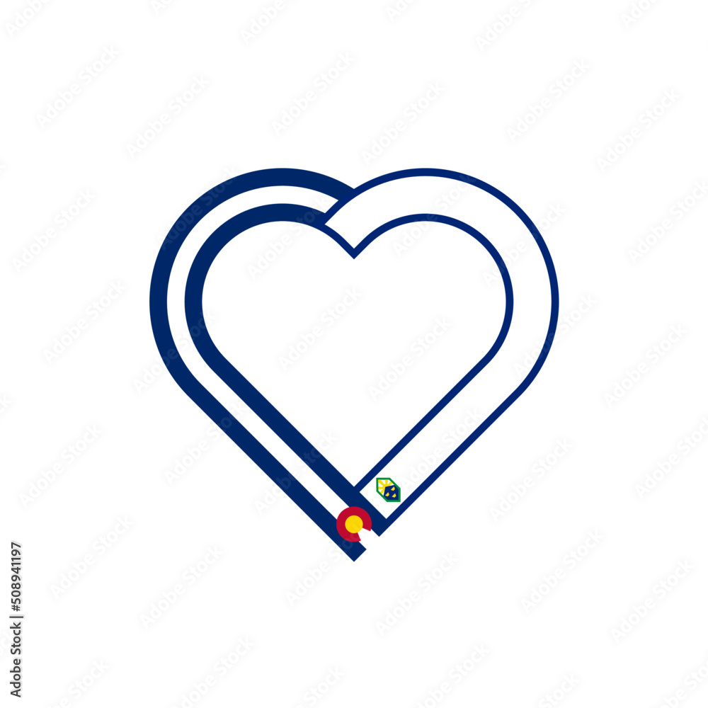 unity concept. heart ribbon icon of colorado and colorado springs flags ...