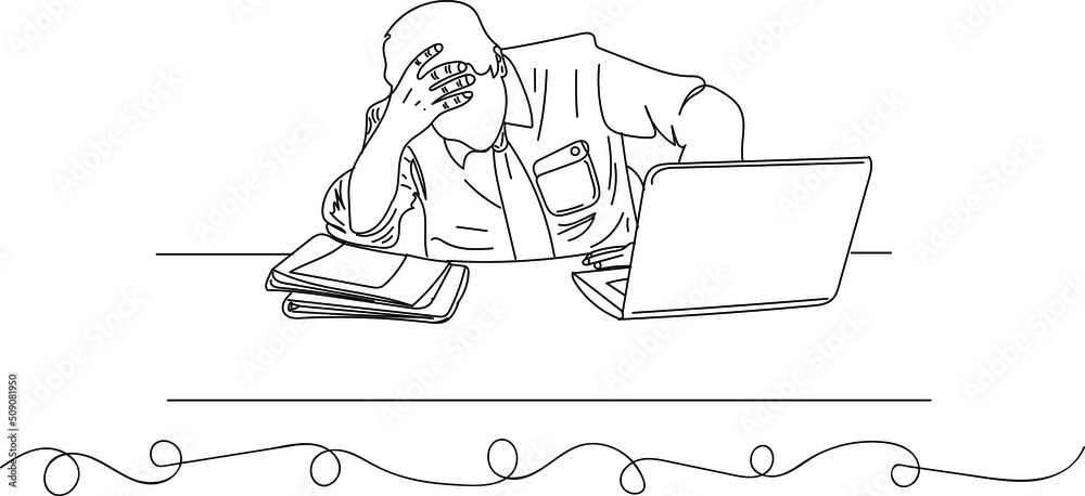 Image vectorielle Stock Worried man Vector, Tired man logo, sketch ...