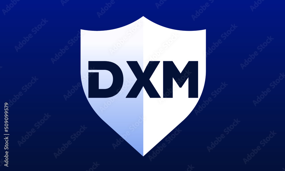 Image vectorielle Stock DXM shield logo design on blue background ...