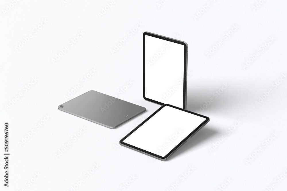 Floating Tablet Mockup, tablet with empty screen isolated on white ...