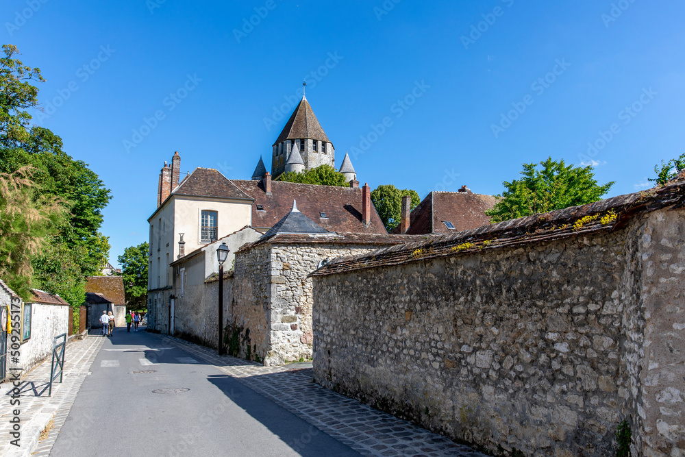 Provins, France - May 31, 2020: Street scene with old houses in the ...