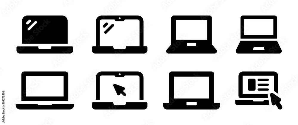 Laptop icon vector set. Portable computer device and notebook concept ...