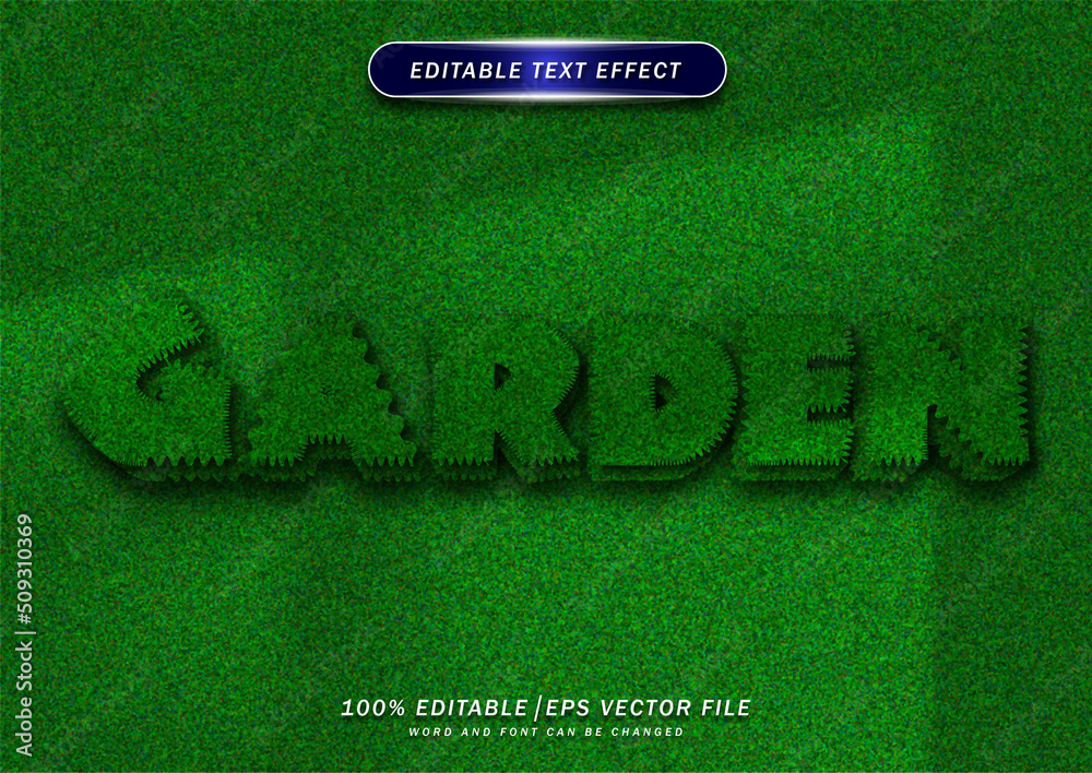 Green garden text editable effect with grass background Stock Vector ...