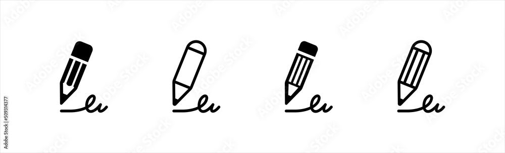 Pencil write icon. Signature pencil symbol. Signature pencil outline ...