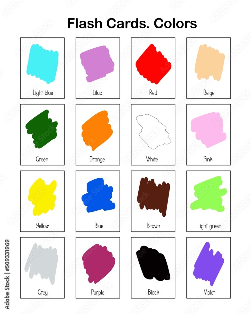 Color learning printable flash cards, educational English worksheet for ...