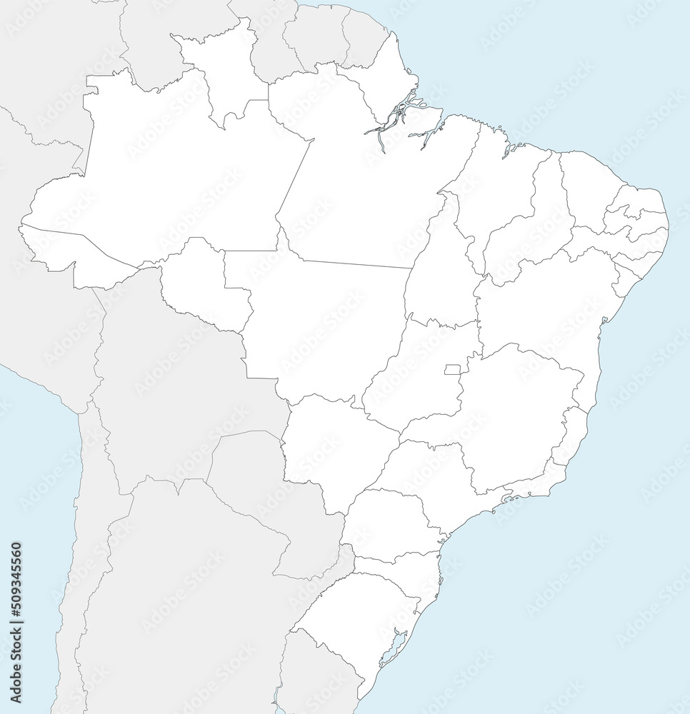 Vector blank map of Brazil with states and administrative divisions ...