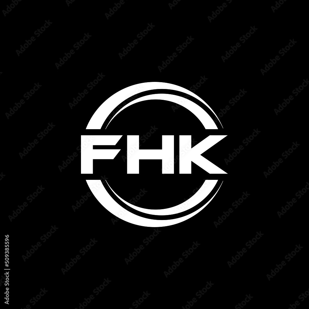 FHK letter logo design with black background in illustrator, vector ...