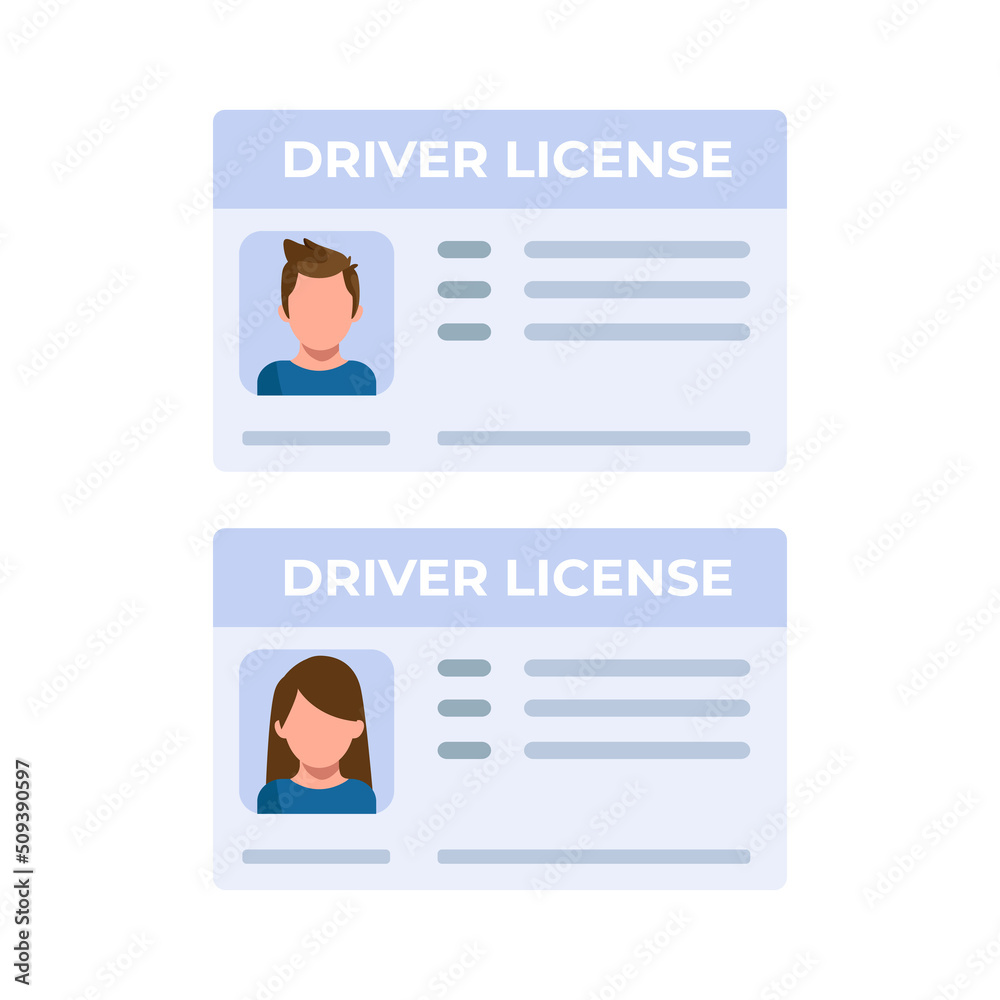 Car driver license with photo isolated on white background ...