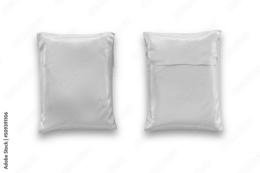 Empty blank white plastic parcel bag isolated on a white background ...