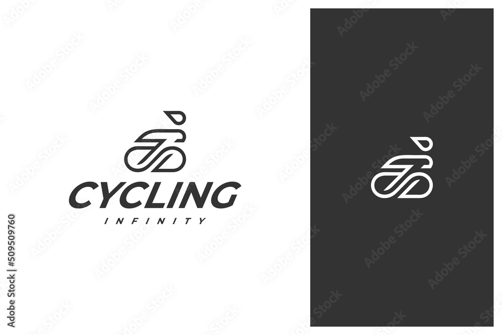 simple minimal infinity symbol combined with bicycle vector logo design ...
