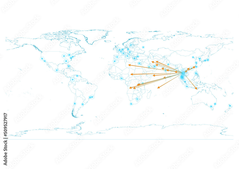 Export concept map for Thailand, vector Thailand map on white ...