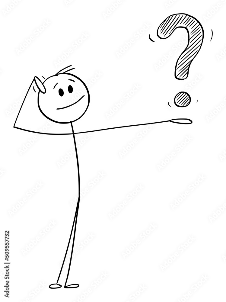 Person Asking and Holding Question Mark Symbol, Vector Cartoon Stick ...