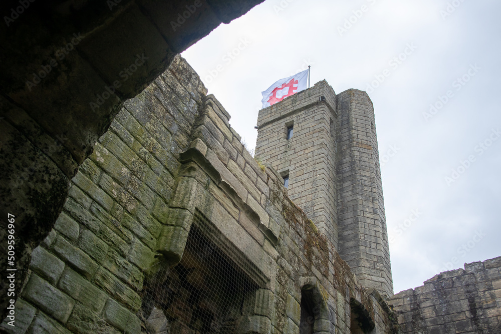 Inside the grounds of the medieval Warkworth Castle which was home to ...