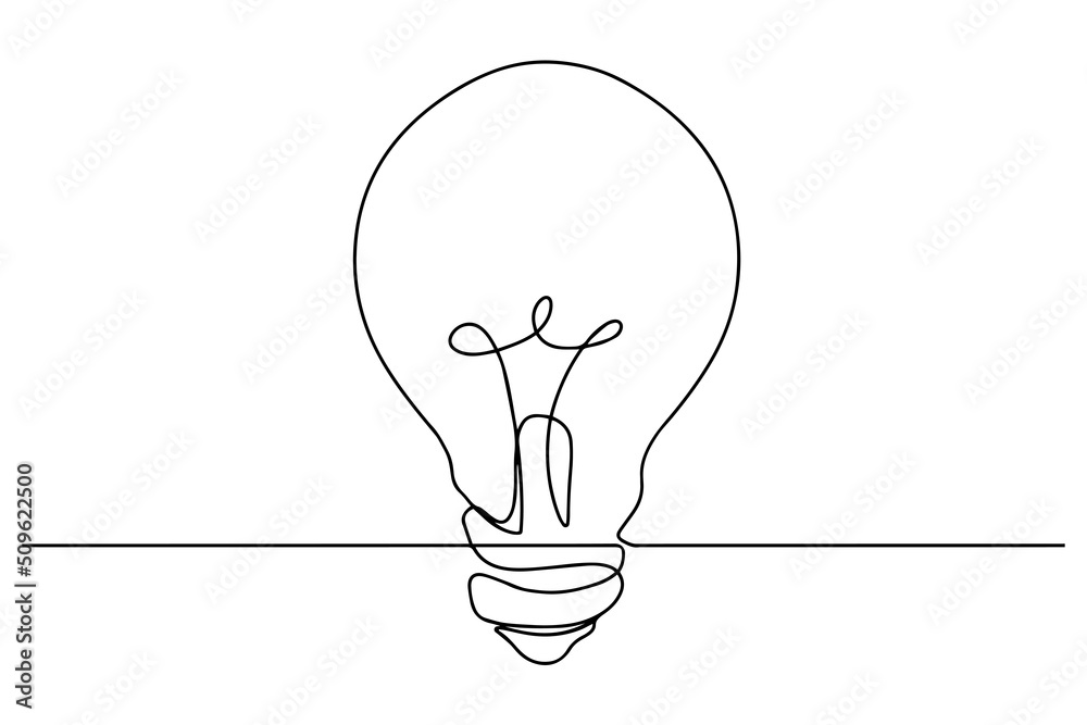 Light bulb linear icon Continuous line drawing. Fashion minimalist ...