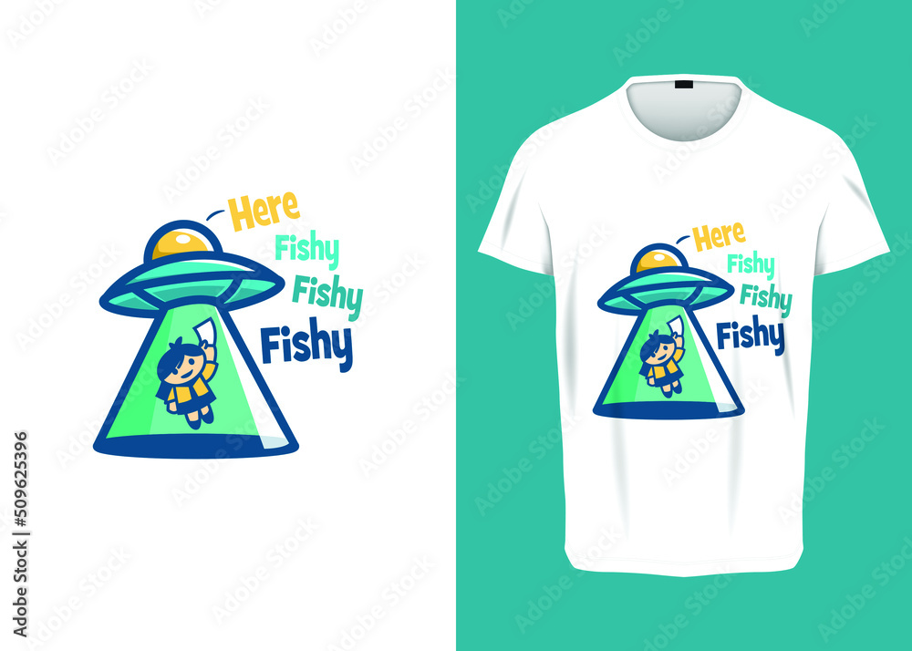 cartoon ufo kidnapping a kid Vector Illustration for t-shirt prints ...