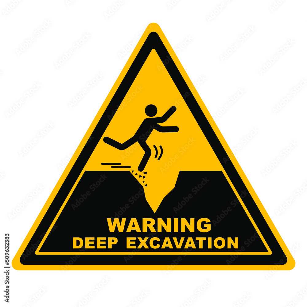 Danger Deep excavation sign vector. Safety sign Stock-vektor | Adobe Stock