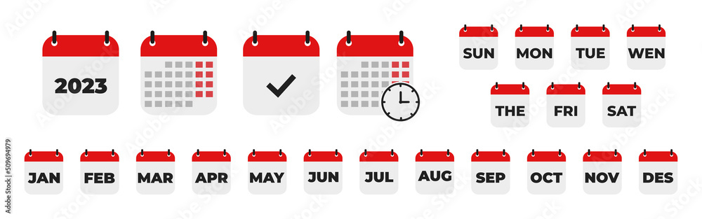 Calender , days of the week. Set every day a week . Collection of ...