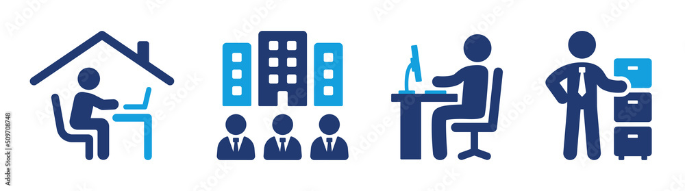 Office business worker vector icon set. Stock Vector | Adobe Stock